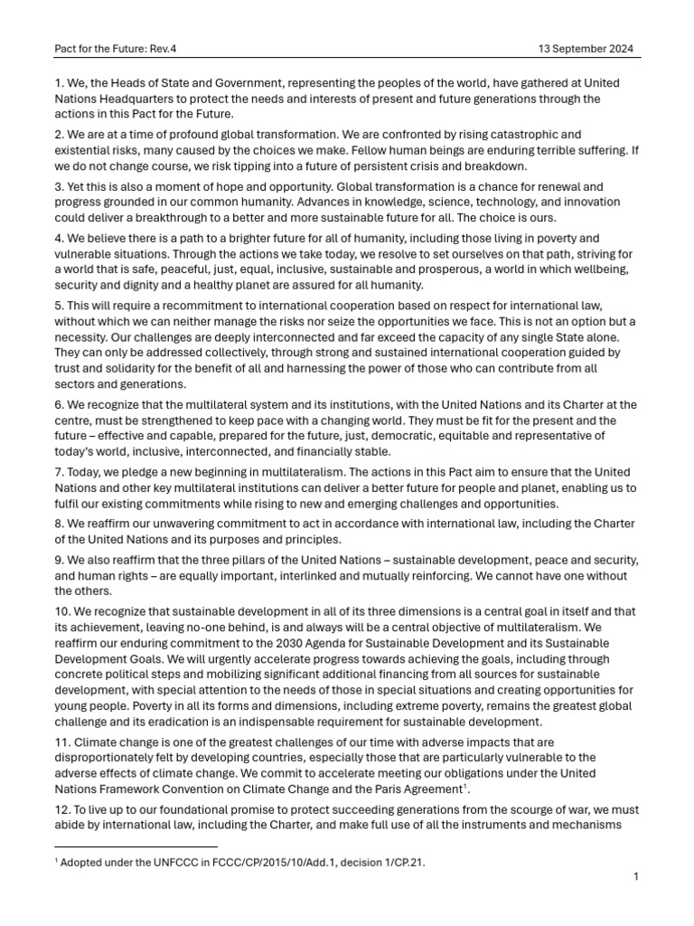 Pact for the Future: Global Commitment 2024 | PDF | Sustainability ...