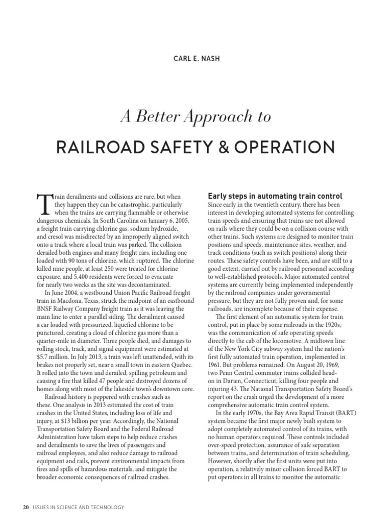 20 22 Nash A Better Approach To Railroad Safety Fall 2020 ISSUES | PDF ...