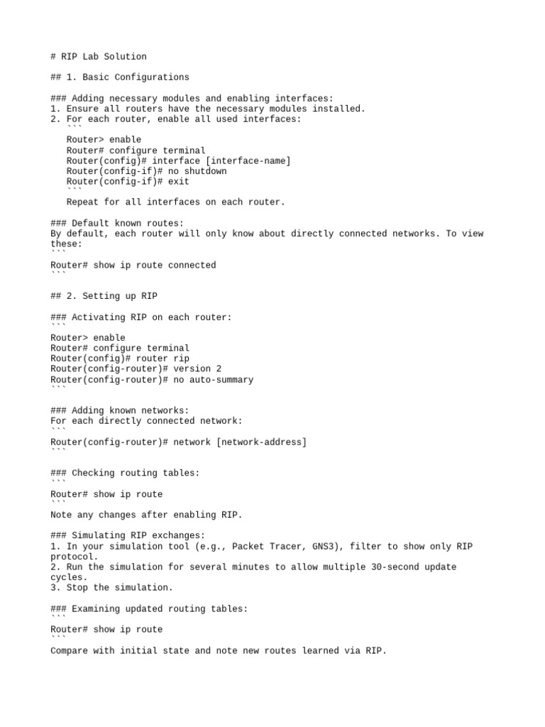 rip-lab-solution | PDF | Router (Computing) | Computer Network