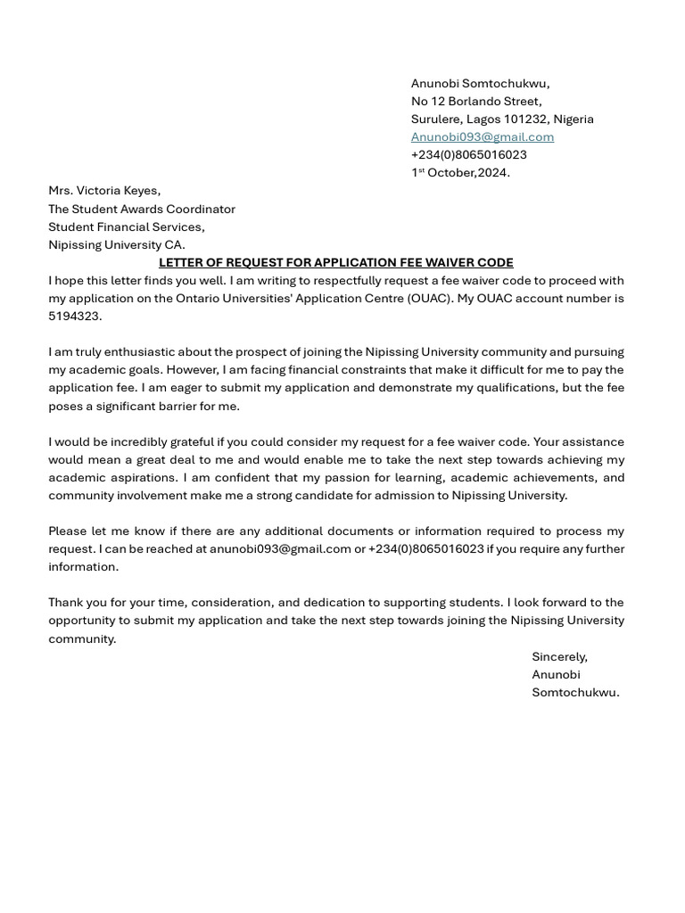 Request For Waiver Code | PDF