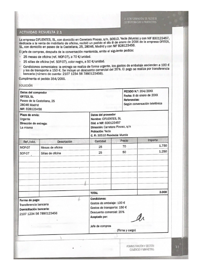 PEDIDO 1 CON SOLUCIÓN | PDF