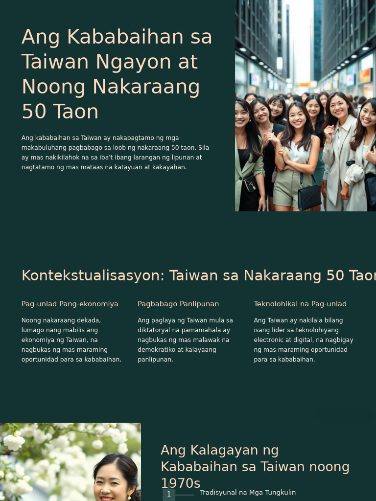 Ang Kababaihan Sa Taiwan Ngayon at Noong Nakaraang 50 Taon | PDF