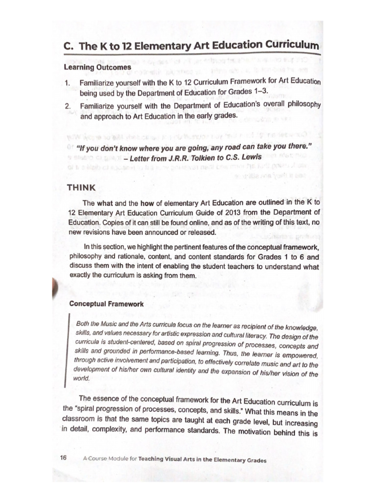 The K To 12 Elementary Art Education Curriculum | PDF