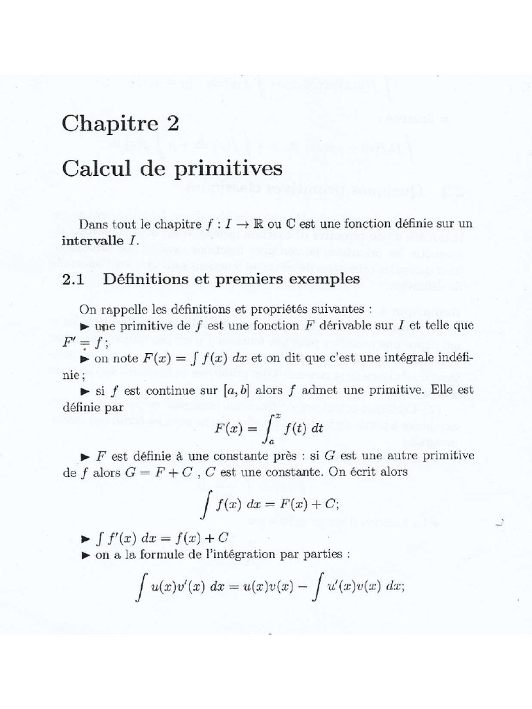 Chapitre 2 Calcul de Primitives | PDF