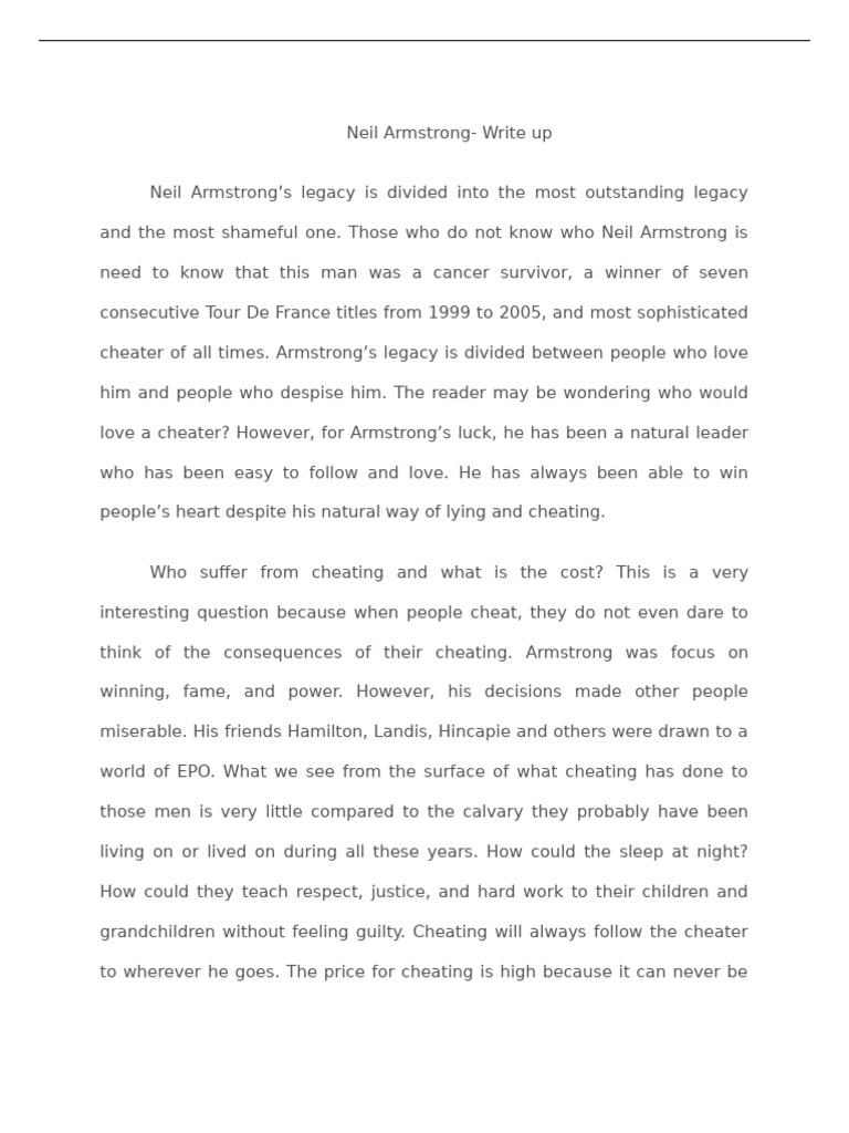 Neil Armstrong: Legacy of Cheating | PDF | Social Science | Wellness