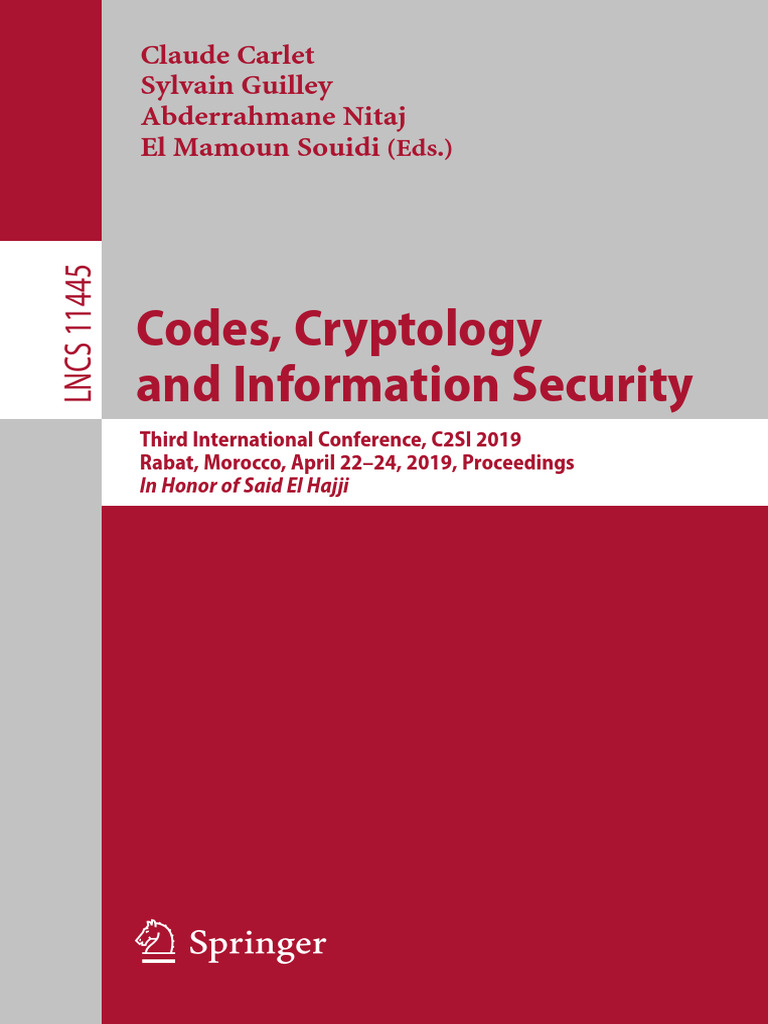 Codes, Cryptology and Information Security - Third International Conference C2SI 2019 Rabat ...