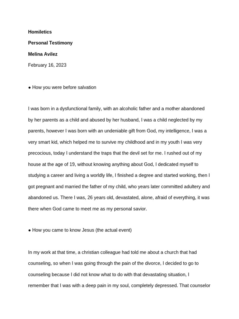 Homiletics Personal Testimony Pdf