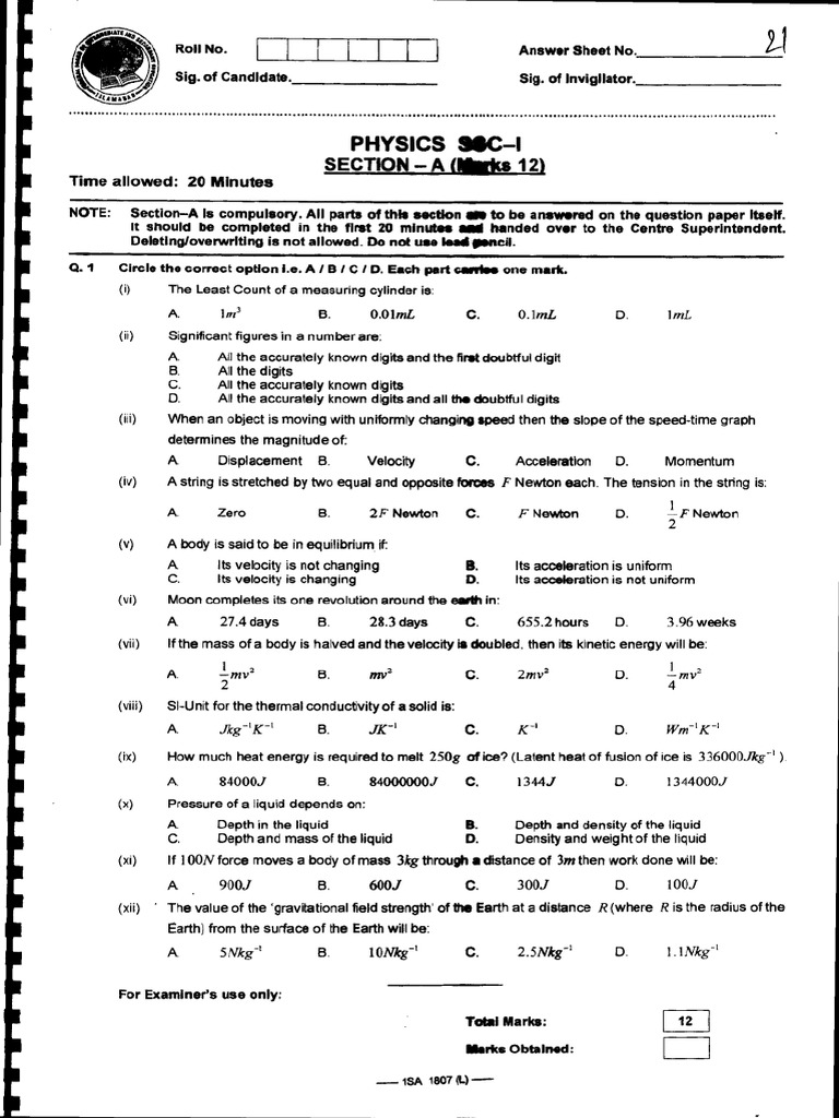 Physics 9 Fbise Past Paper 2018pdf - 1600 - PDF - Gdrive.vip | PDF