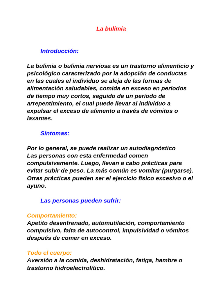 Bulimia | PDF | Bulimia nerviosa | Depresión (estado de ánimo)