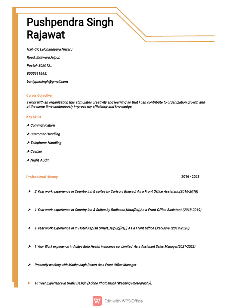 Pushpendra Singh Rajawat's Resume | PDF | Business | Law