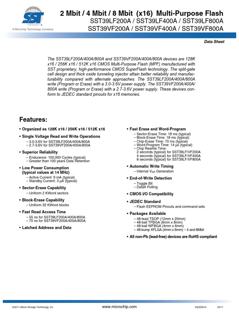 Multi-Purpose Flash Data Sheet | PDF | Flash Memory | Computer Engineering