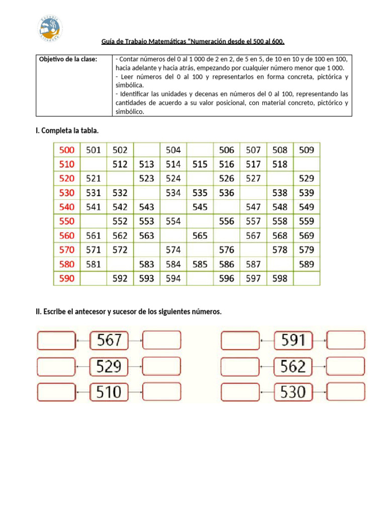 Números del 500 al 600 en Letras | PDF | Arte