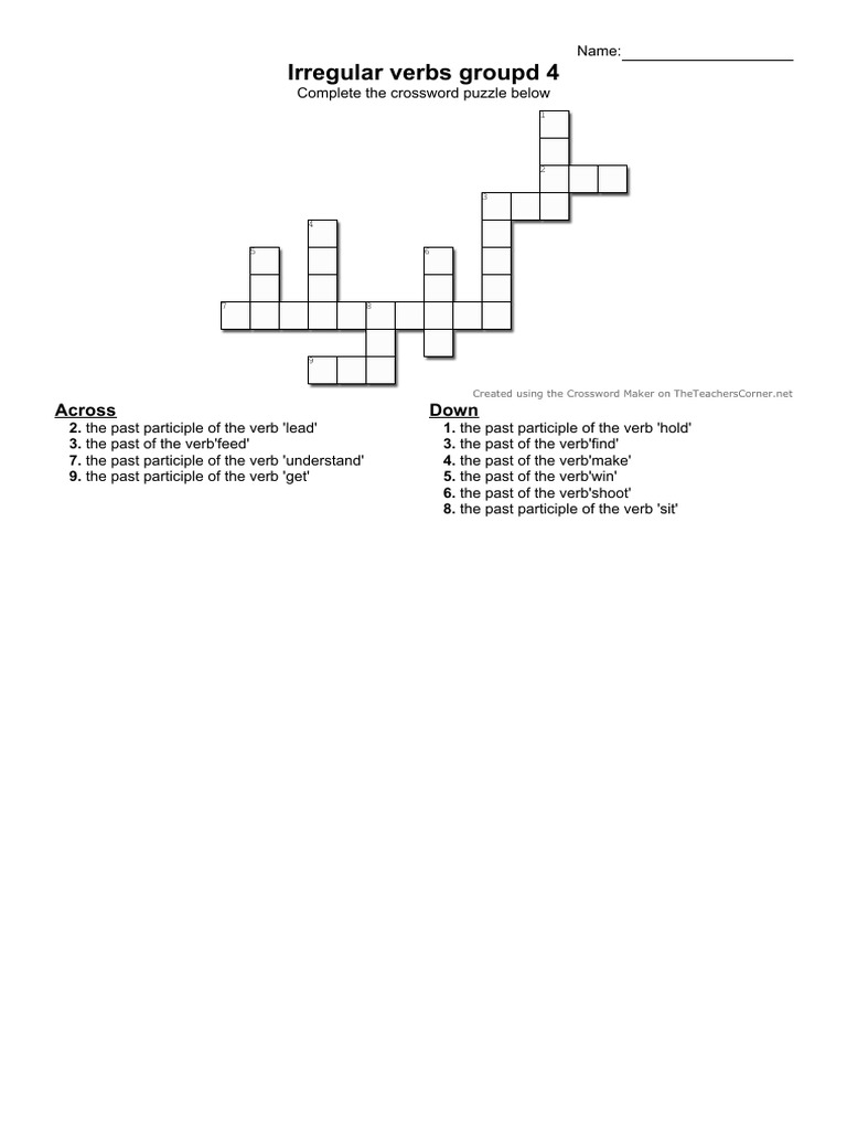 Irregular Verbs Worksheet Group 4 | PDF