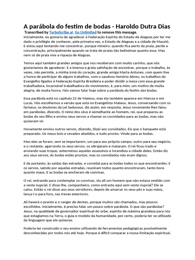 Parábola do Festim de Bodas | PDF | Jesus | São Pedro