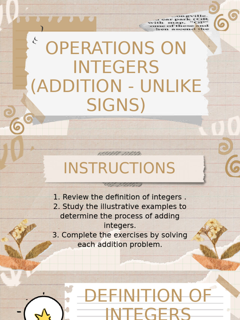 Week3.Addition of Integers - Unlike Signs | PDF