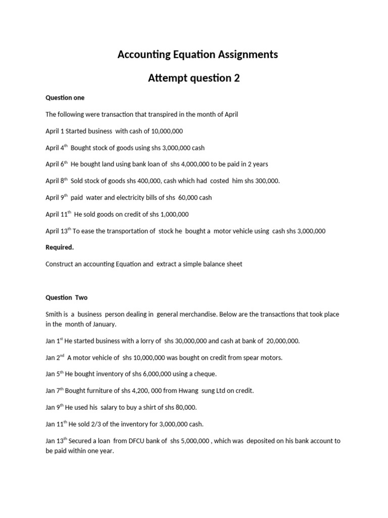 2022 Accounting Equation Assignments | PDF | Finance & Money Management