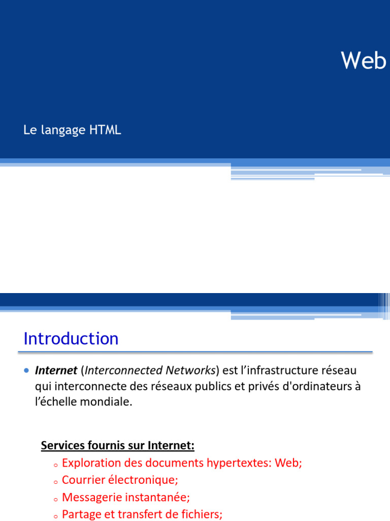 Introduction au langage HTML et ses éléments | PDF | Internet ...