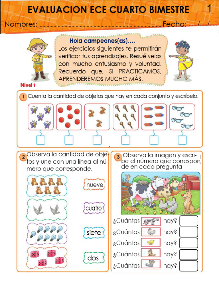 EVALUACION ECE 4 Hojas | PDF
