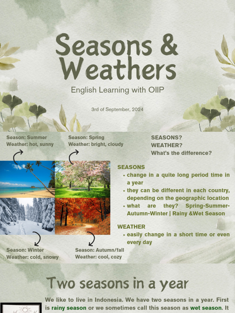 Seasons & Weathers (03-09-2024) | PDF | Wet Season | Rain