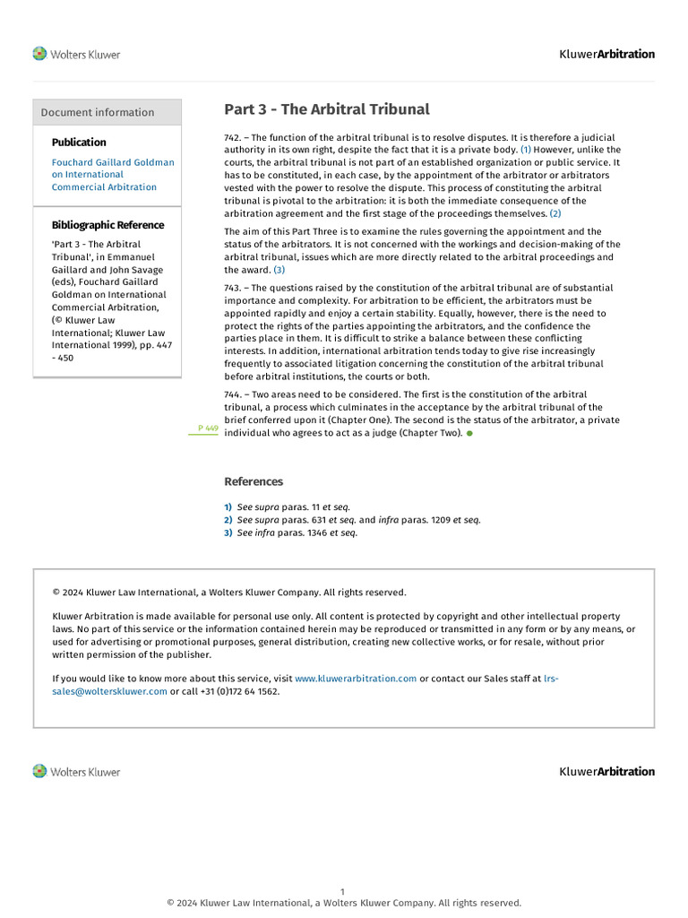 Fouchard Gaillard Goldman On International Commercial Arbitration 2 ...