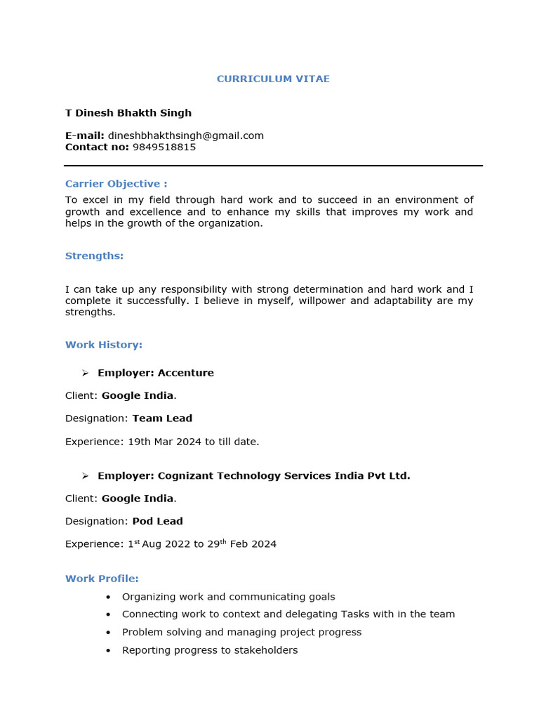 Updated One Dinesh Resume | PDF | Behavior Modification | Organizational Behavior