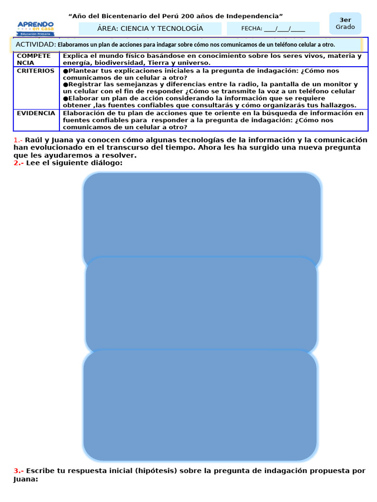 DÌA 01 ELABORAMOS UN PLAN DE ACCIONES PARA INDAGAR ..C.T | PDF | Science