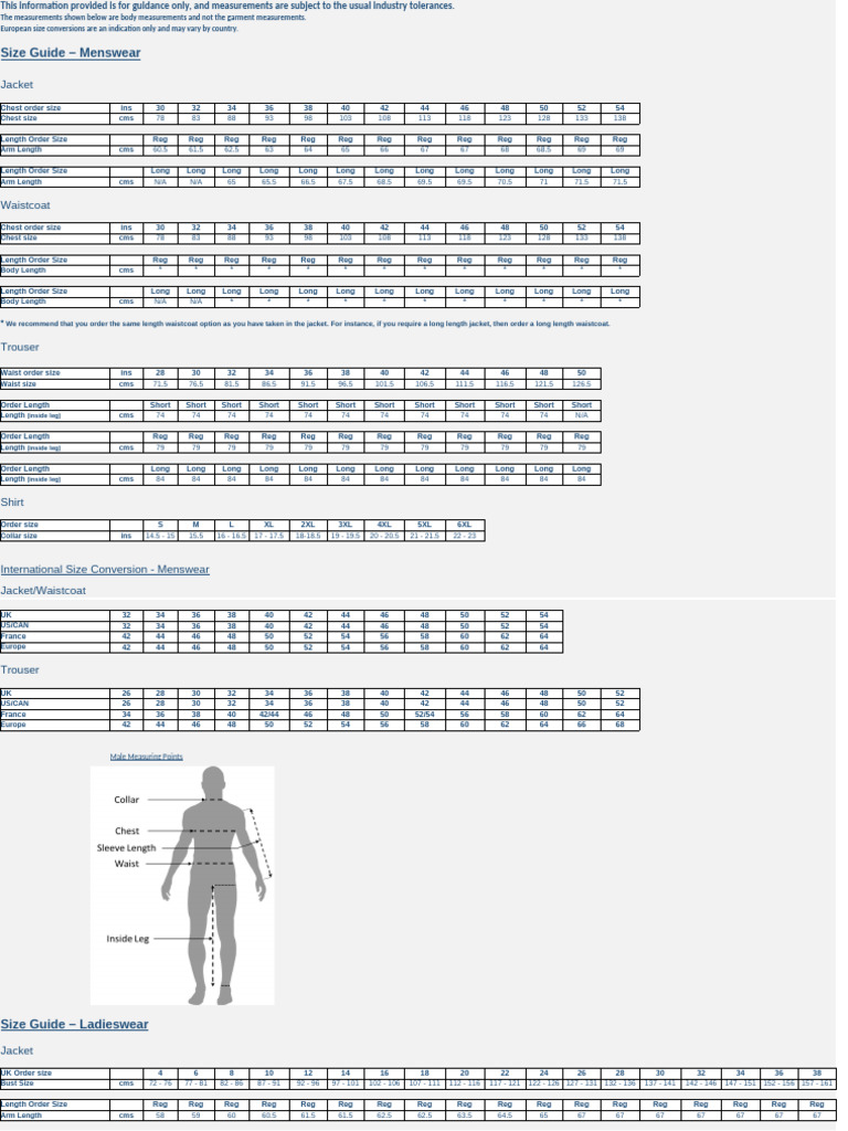 Uniform Sizing Guide | PDF | Dress Codes | Human Appearance