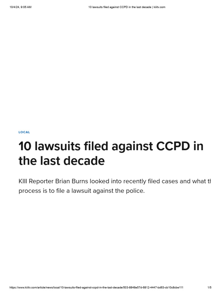 CCPD Lawsuits: 10 Cases in 10 Years | PDF | Lawsuit | Complaint