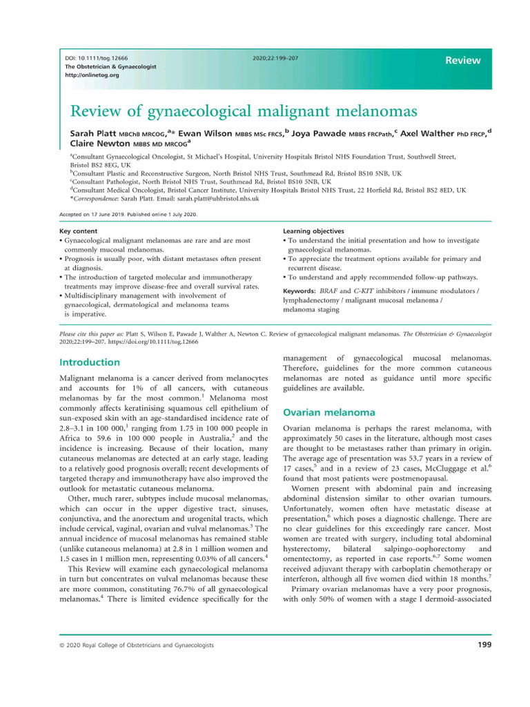 Malignant Melanoma TOG 2020 | PDF