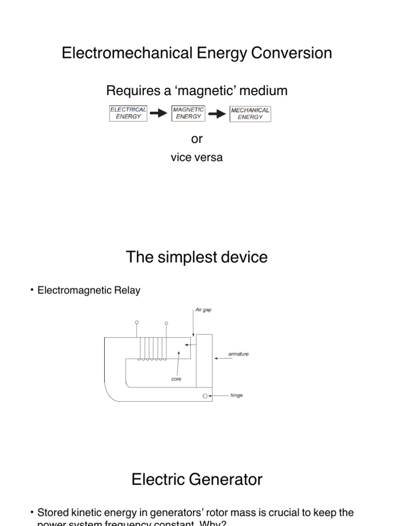 Electromechanical Energy Conversion: Requires A Magnetic' Medium | PDF