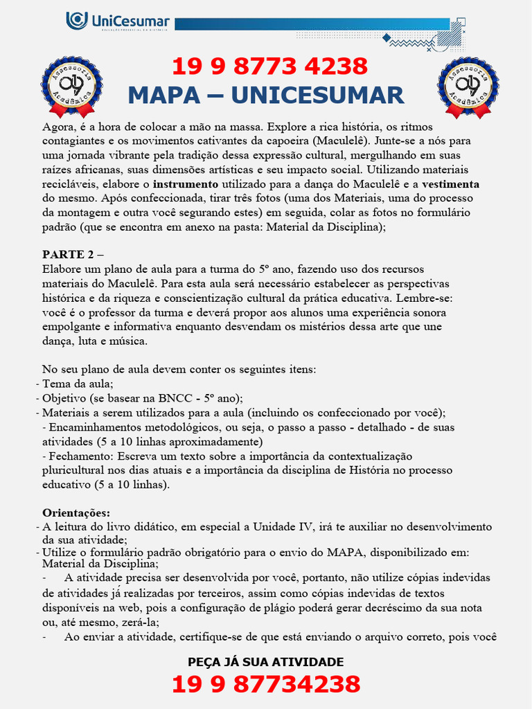 Mapa - Unicesumar: Instrumento Vestimenta | PDF | Pedagogia