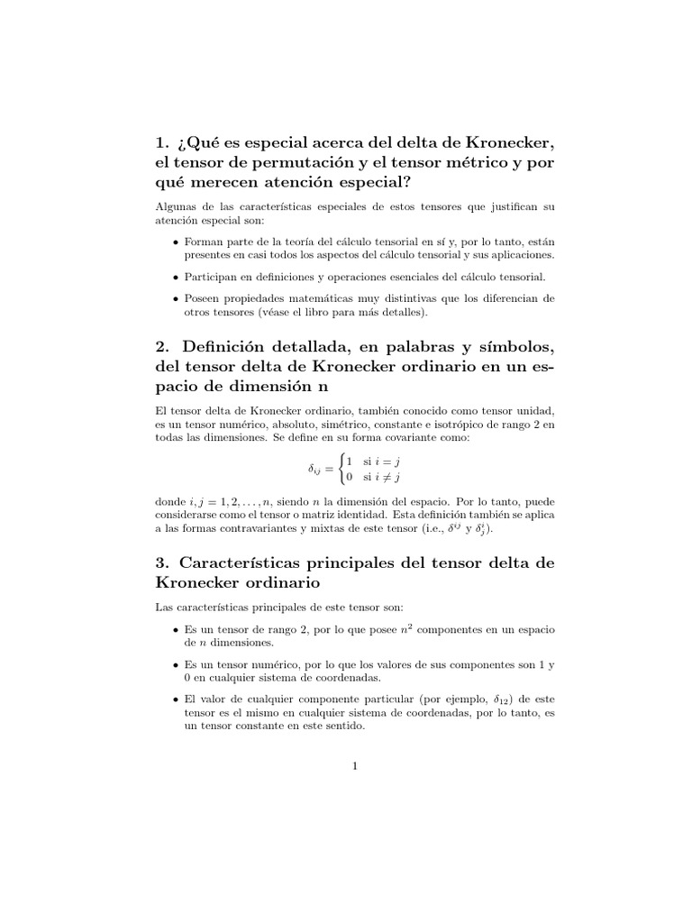 Características de Tensores en Cálculo Tensorial | PDF | Tensor ...
