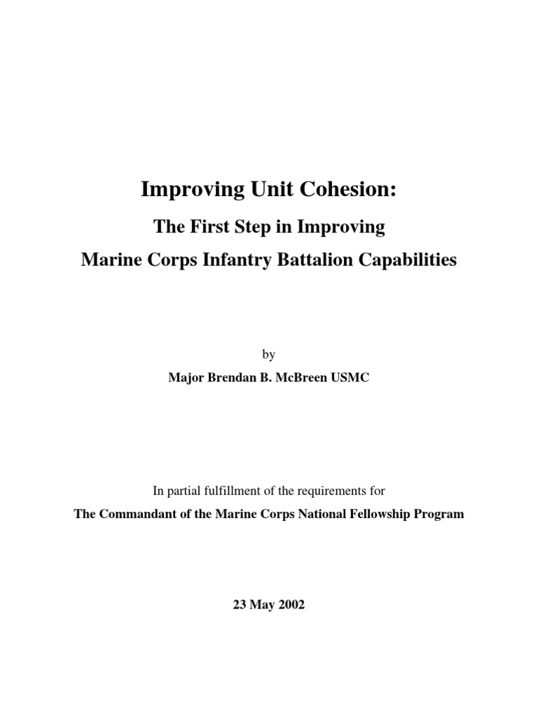 Mproving Unit Cohesion The First Step in Improving - Mcbreen2002 | PDF ...