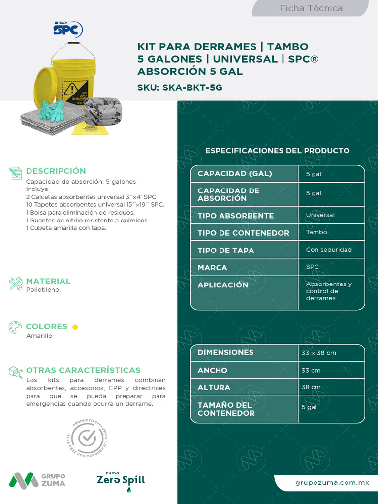 Ficha tecnica kit antiderrames | PDF
