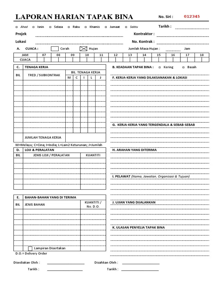 Laporan Harian Tapak Bina | PDF