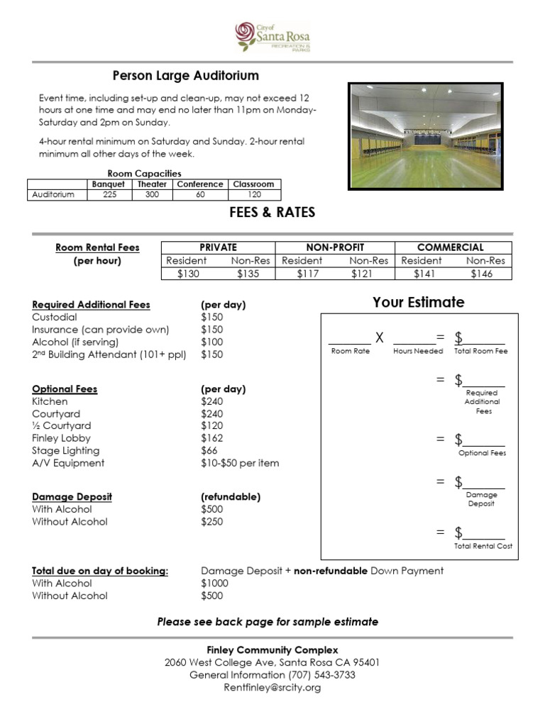 Finley Auditorium Price Sheet 202108091123034311 | PDF | Fee | Payments