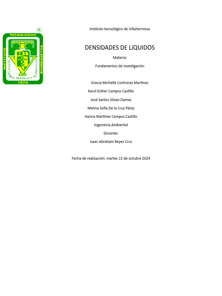 Densidades | PDF | Densidad | Líquidos