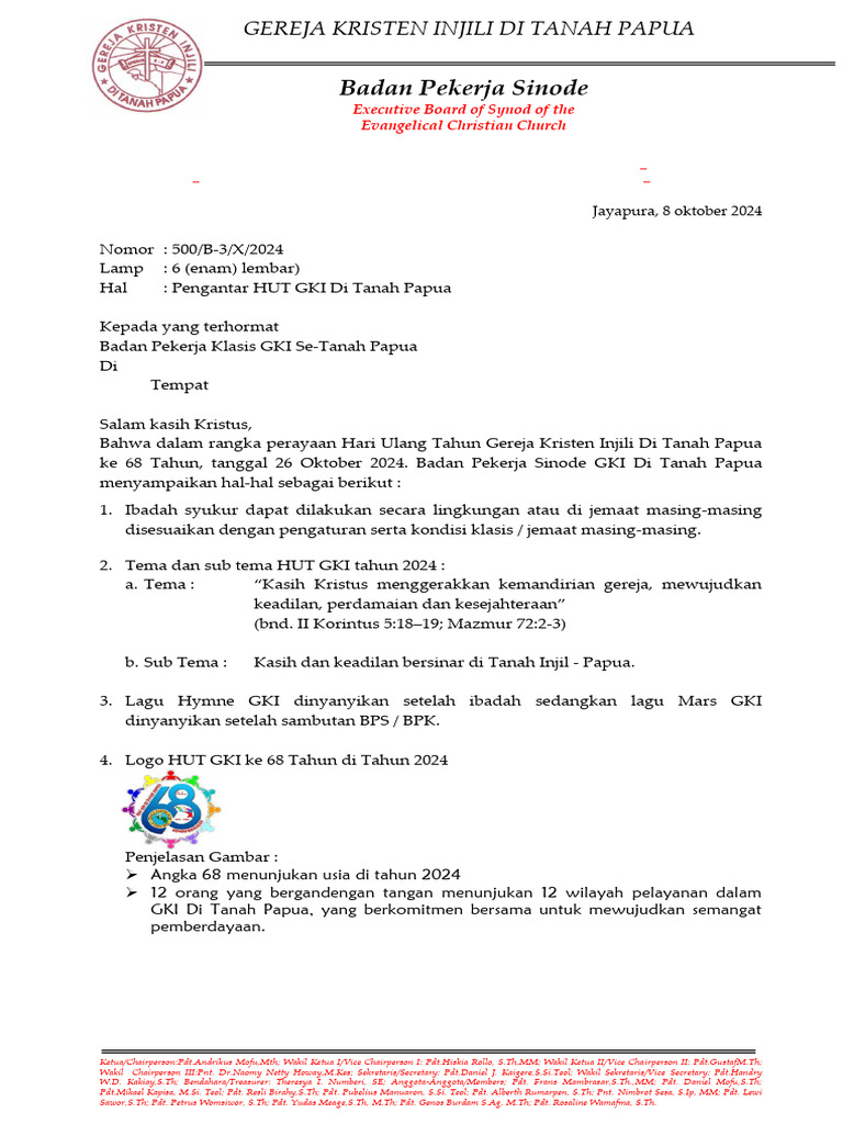 Pengantar HUT GKI Ke 68 Tahun. | PDF