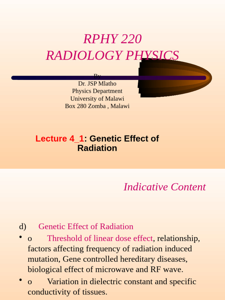 LECTURE - 4 - 1 Genetic Effects of Radiation | PDF | Ionizing Radiation ...