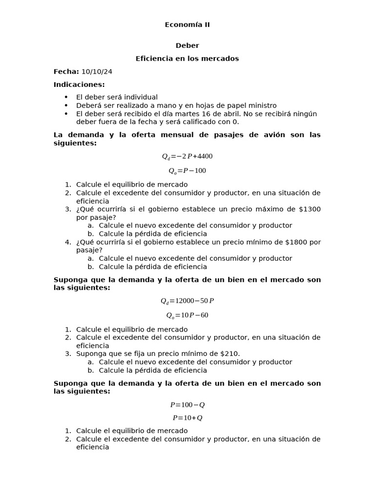 Deber Cap5 Estudiantes PreciosMinMax | PDF | Excedente económico ...