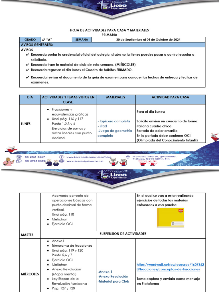 HA - 30 de Septiembre A 04 de Octubree | PDF | Matemáticas | Aritmética
