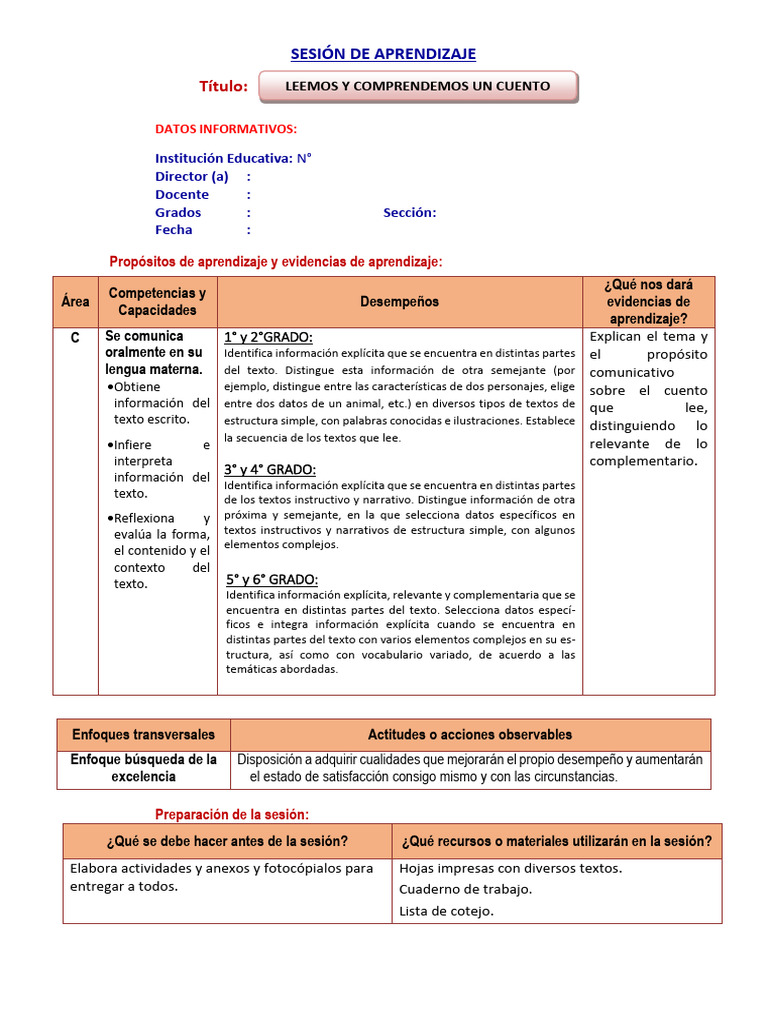 Día 3 - Com - Leemos y Comprendemos Un Cuento | PDF | Aprendizaje | Información