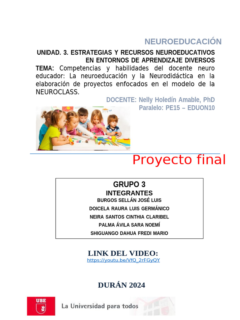 Proyecto Final Neuro | PDF | Aprendizaje | Enseñando