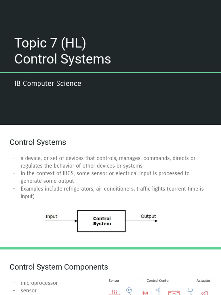 Topic 7 - Control Systems - Youtube | PDF | Sensor | Security Alarm