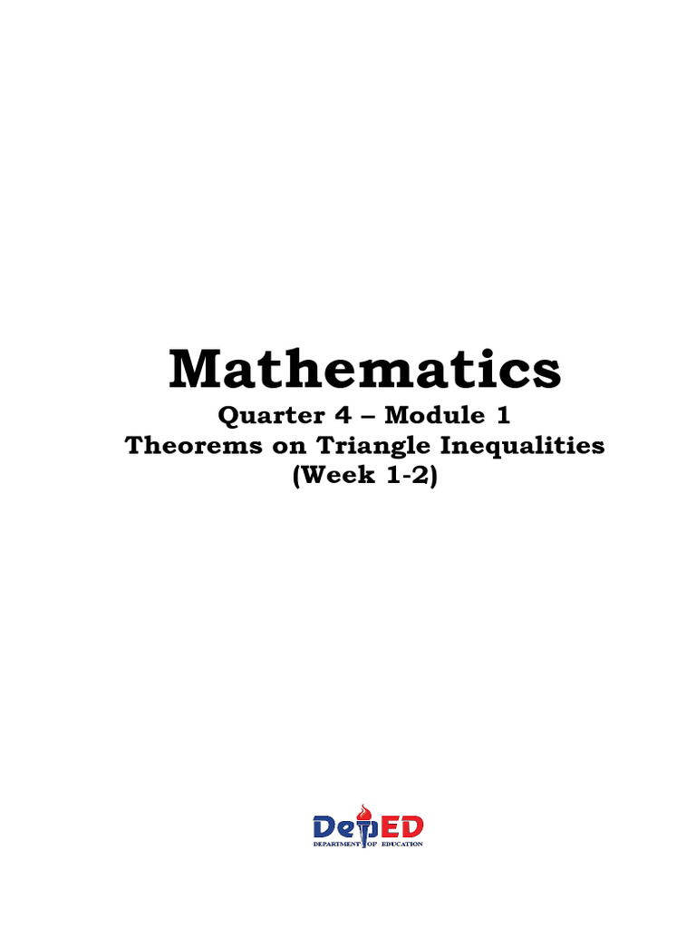 M1 - Q4 - MATH 8 - Theorems On Triangle Inequalities | PDF | Triangle | Geometry