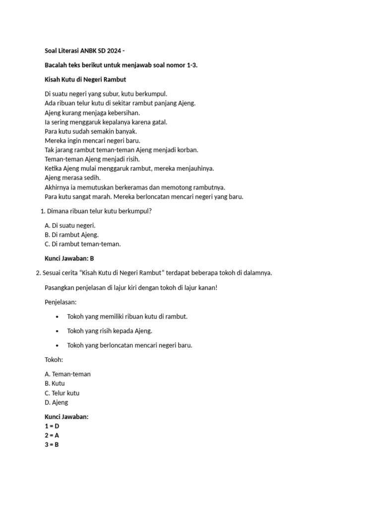 Soal Anbk Kelas 5 Literasi Numerasi | PDF