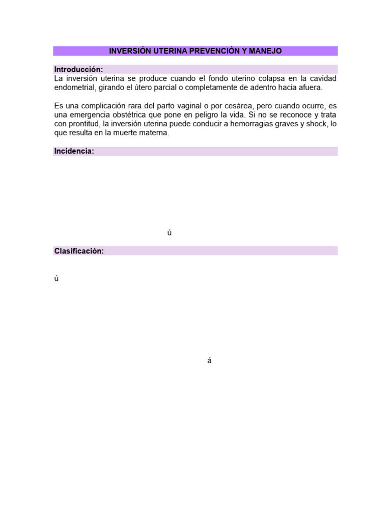 Inversión Uterina: Guía Clínica | PDF | Parto | Útero