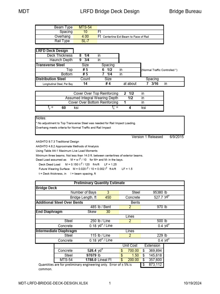 MDT LRFD Bridge Deck Design | PDF | Beam (Structure) | Building Engineering