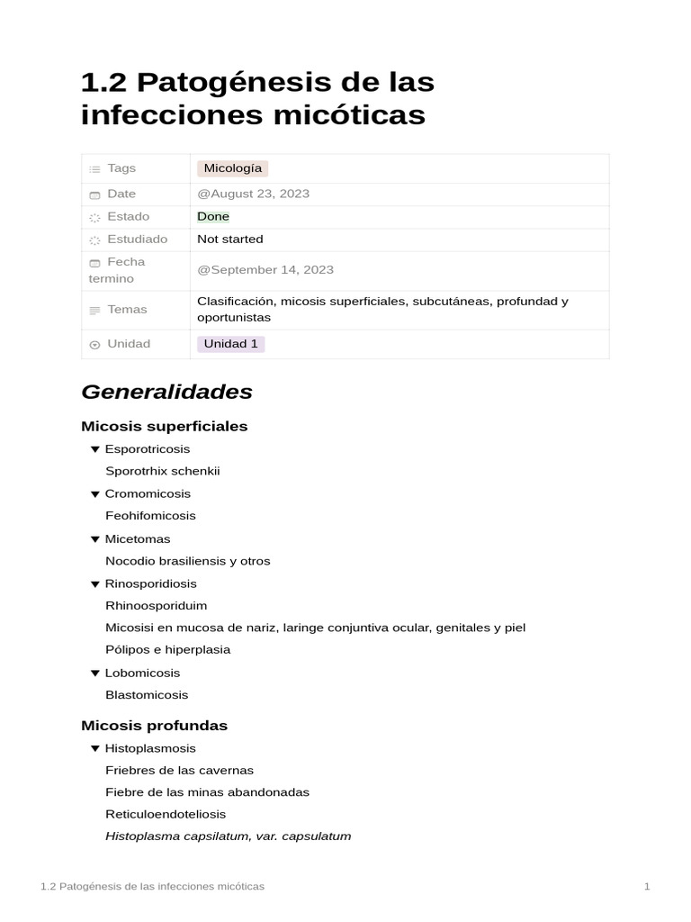 Patogénesis de Infecciones Micóticas | PDF | Enfermedades y trastornos ...