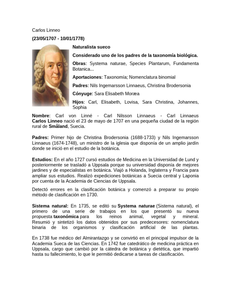 Carlos Linneo | PDF | Aristóteles | Biología